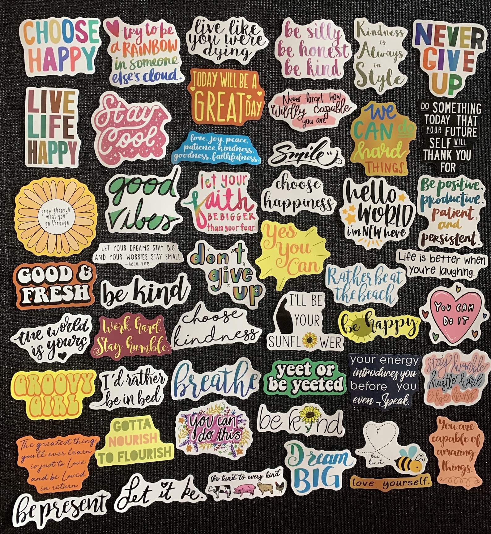 Inspirational Motivational Sticker Pack Positive Words Phrases Vinyl ...