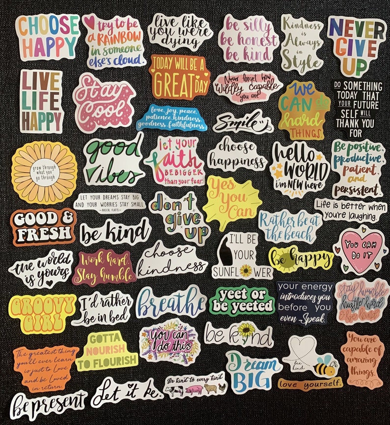 Inspirational Motivational Sticker Pack Positive Words Phrases Vinyl ...