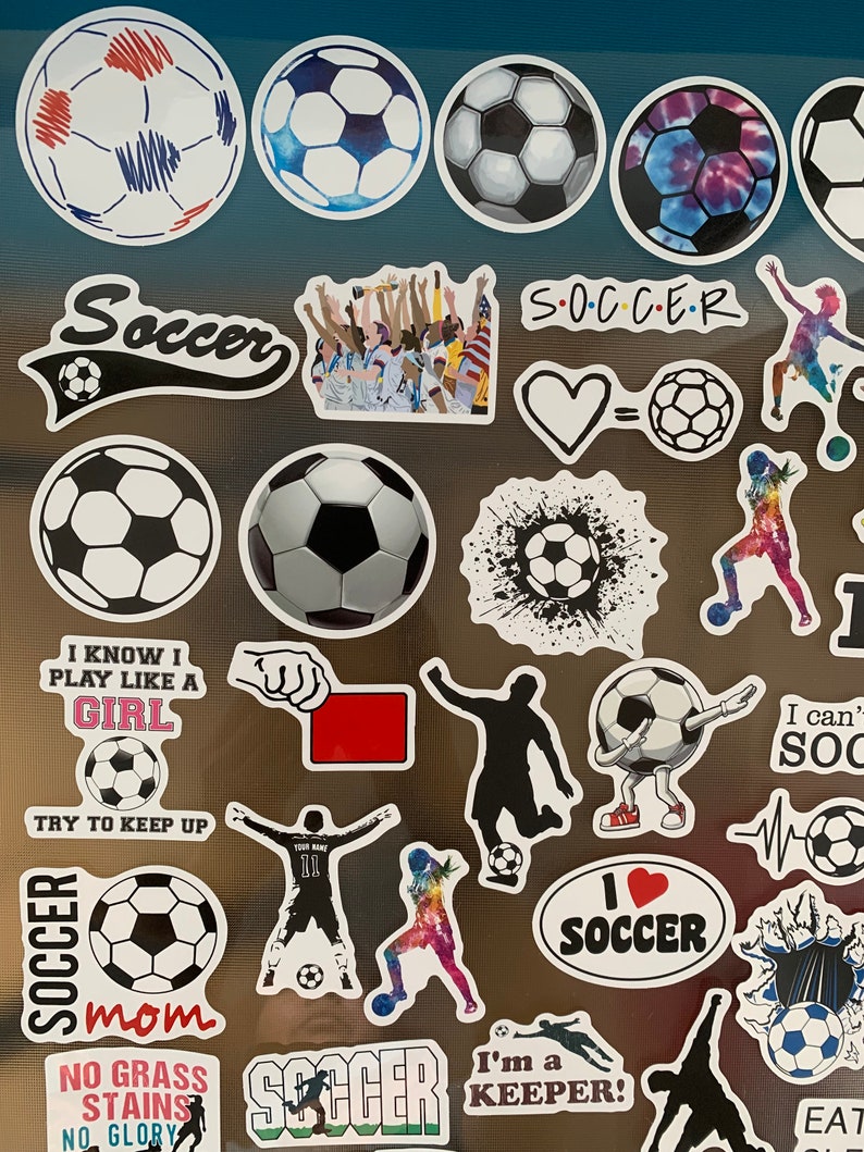 Soccer Sticker Pack Ball Sticker Sports Game Vinyl Waterbottle Laptop ...