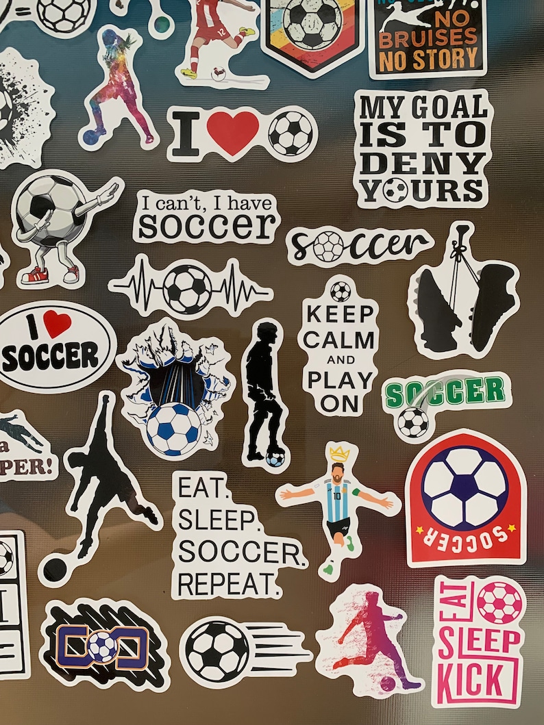 Soccer Sticker Pack Ball Sticker Sports Game Vinyl Waterbottle Laptop ...