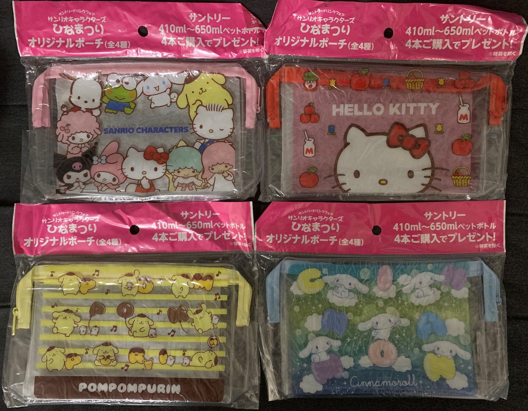 Sanrio PVC Zipper Pouch Hello Kitty Cinnamoroll Pompompurin Kuromi ...