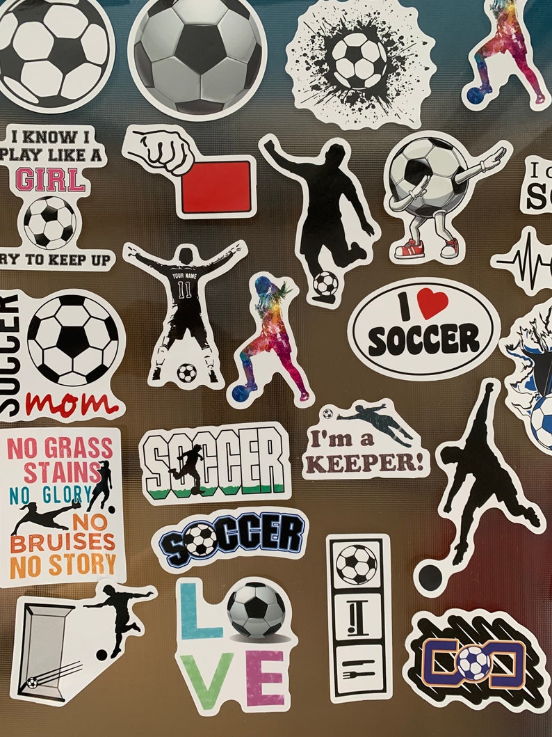 Soccer Sticker Pack Ball Sticker Sports Game Vinyl Waterbottle Laptop ...