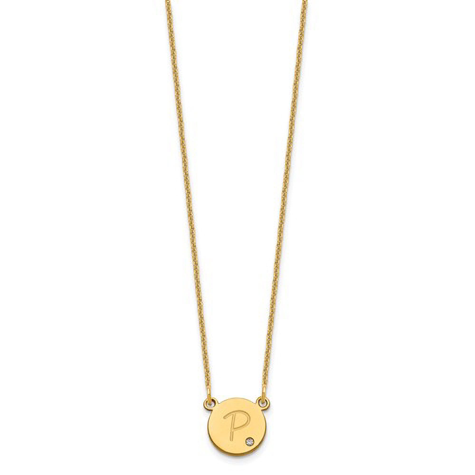 Personalized Initial Pendant Necklace - Diamond and 14kt Gold Circle ...