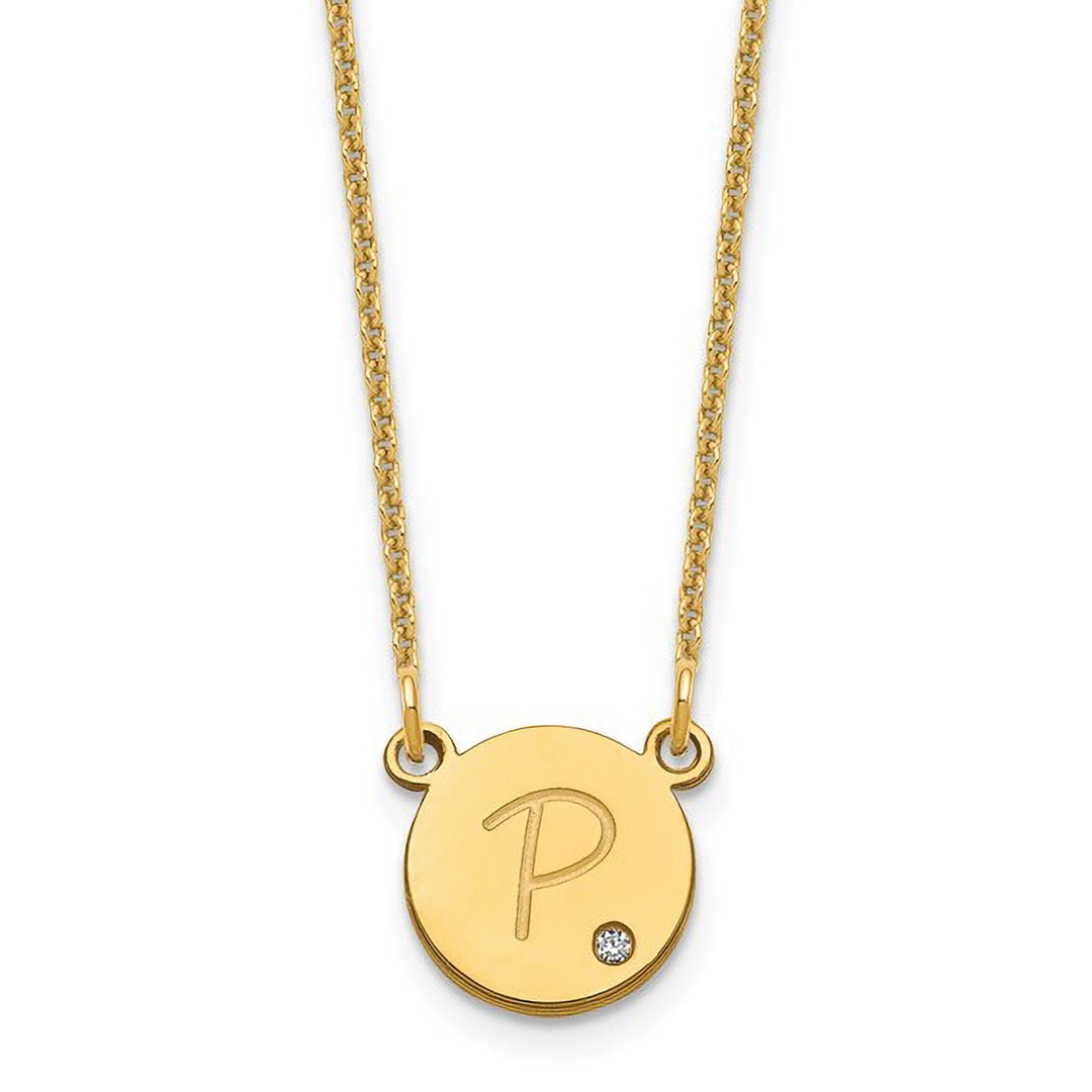 Personalized Initial Pendant Necklace - Diamond and 14kt Gold Circle ...