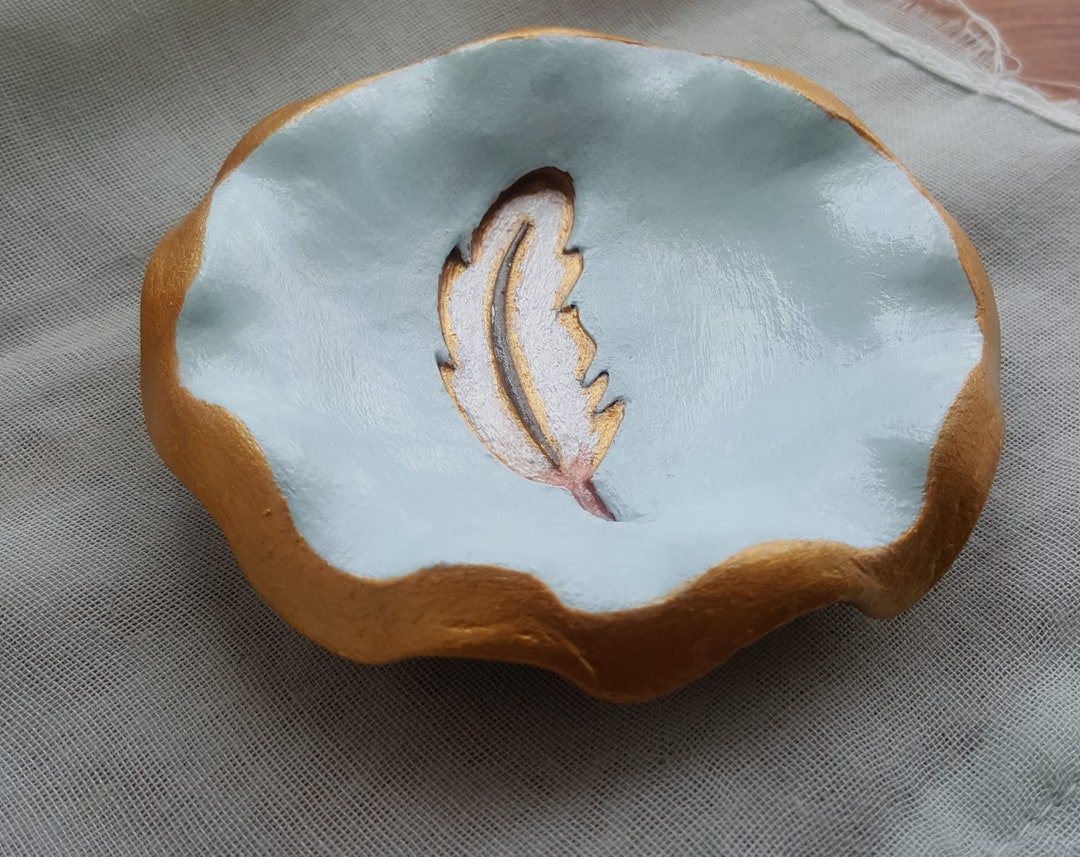 Blue Feather From Heaven Dish/ Feather From Heaven Jewellery Dish ...
