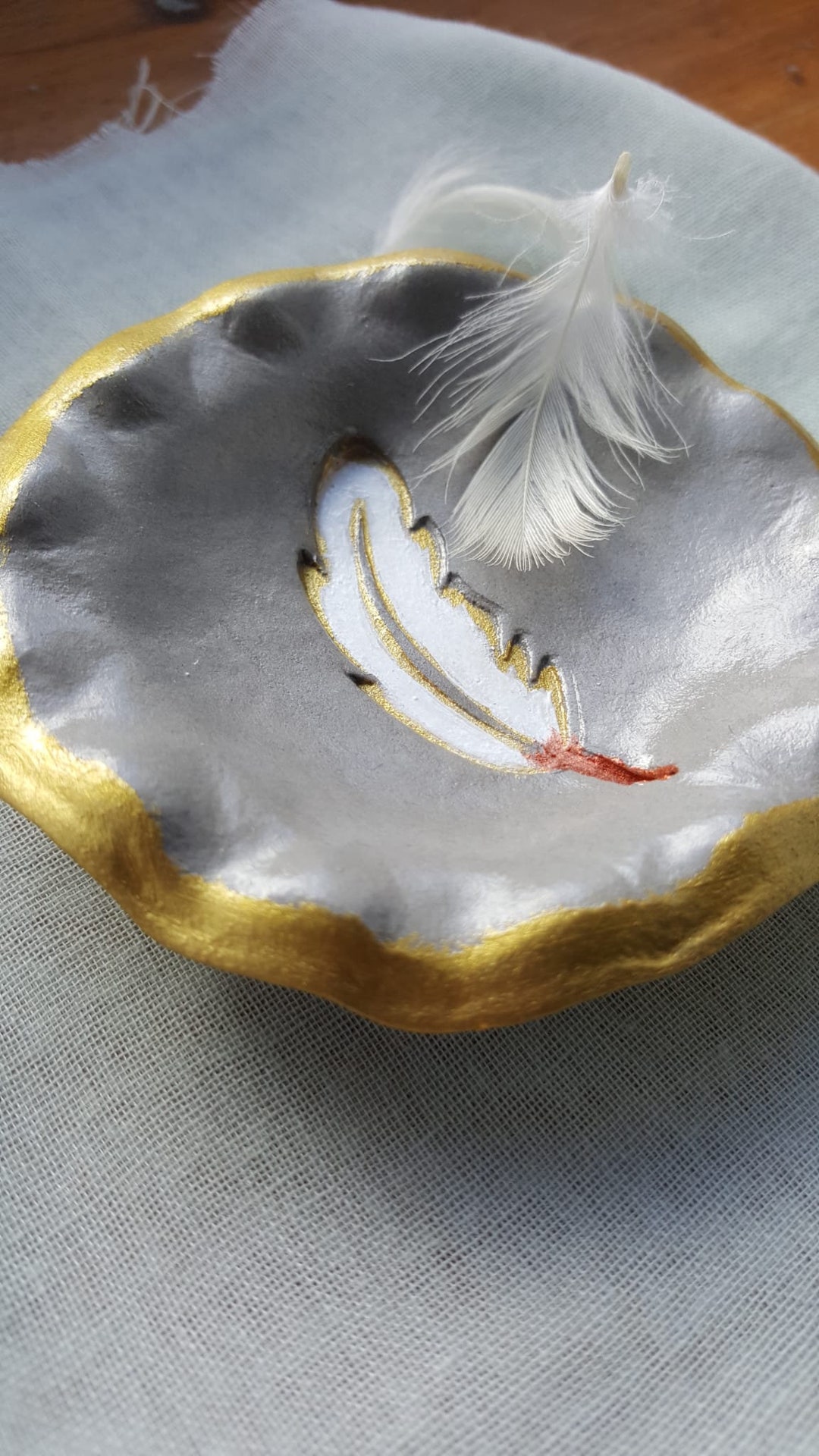 Feather From Heaven Dish/ Feather Trinket Dish/ Feather Jewellery ...