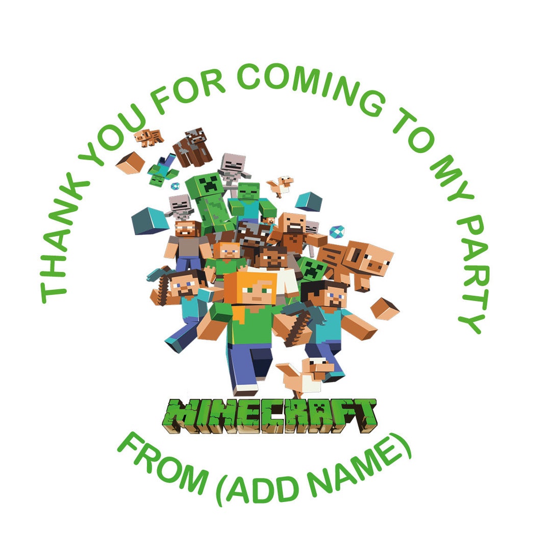24 X Personalised Minecraft Birthday Party/sweet Cone Stickers - Etsy