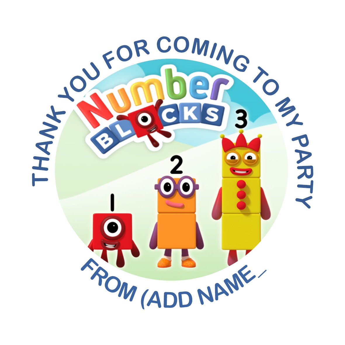 24 X Personalised for Number Blocks Party/sweet Cone Stickers 45mm ...