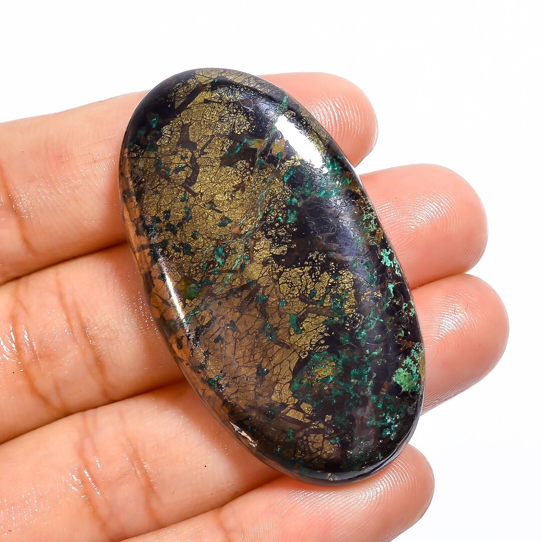 Natural Azurite Pyrite Oval Shape Cabochon, Loose Gemstone for Pendant ...