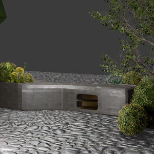Modern Outdoor Concrete Bench Chair With Built-in Planters ...