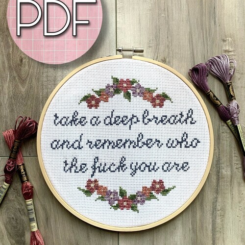 Quote Cross Stitch Pattern / Instant Download PDF File / Self - Etsy