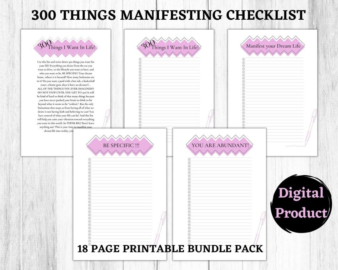 300 Things You Want Manifesting List for Life Motivation. Daily ...