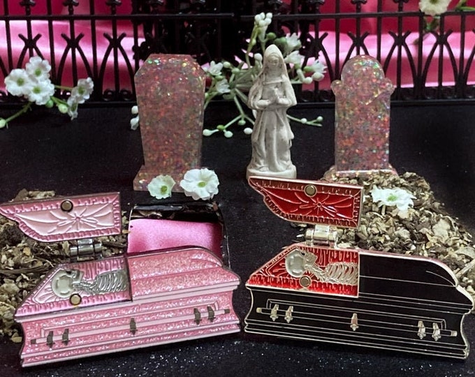 Dead Inside Casket Moving Enamel Pin Cemetery Funeral Mortuary Science ...