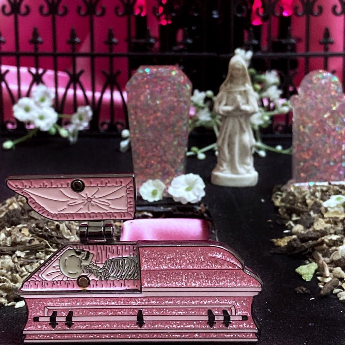 Dead Inside Casket Moving Enamel Pin Cemetery Funeral Mortuary Science ...