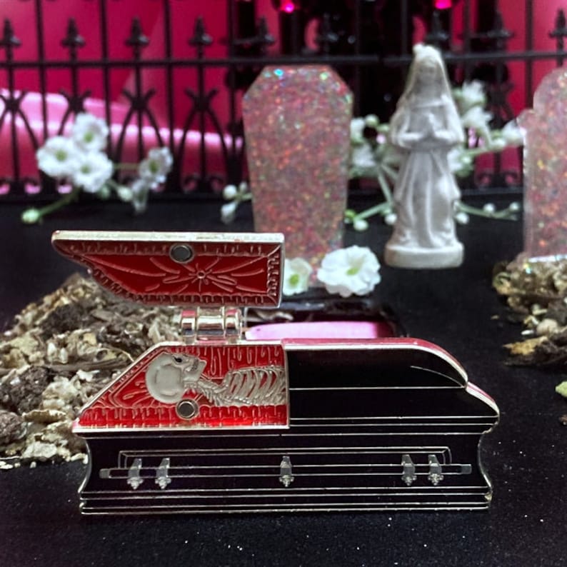 Dead Inside Casket Moving Enamel Pin Cemetery Funeral Mortuary Science ...