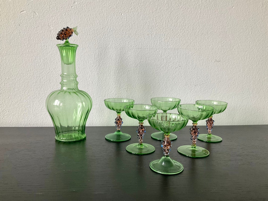 Fritz Lampl Bimini Lauscha Decanter Karaffe and 6 Liquor - Etsy