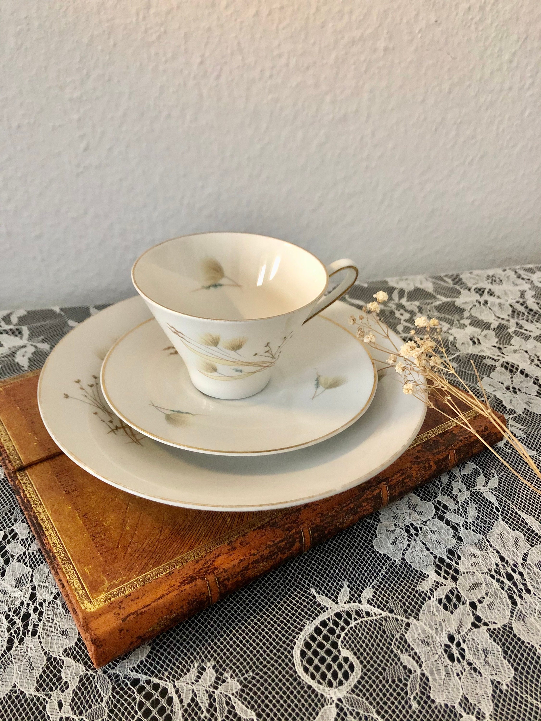Vintage Hutschenreuther DDR Porcelain Place Setting Cup Saucer Cake ...
