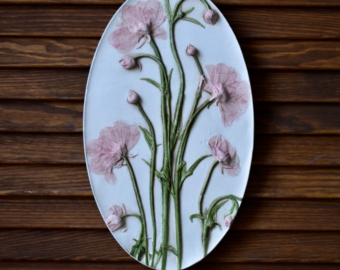 Angelonia Flower Plaster Wall Art, Garden Flowers Botanical Bas Relief ...