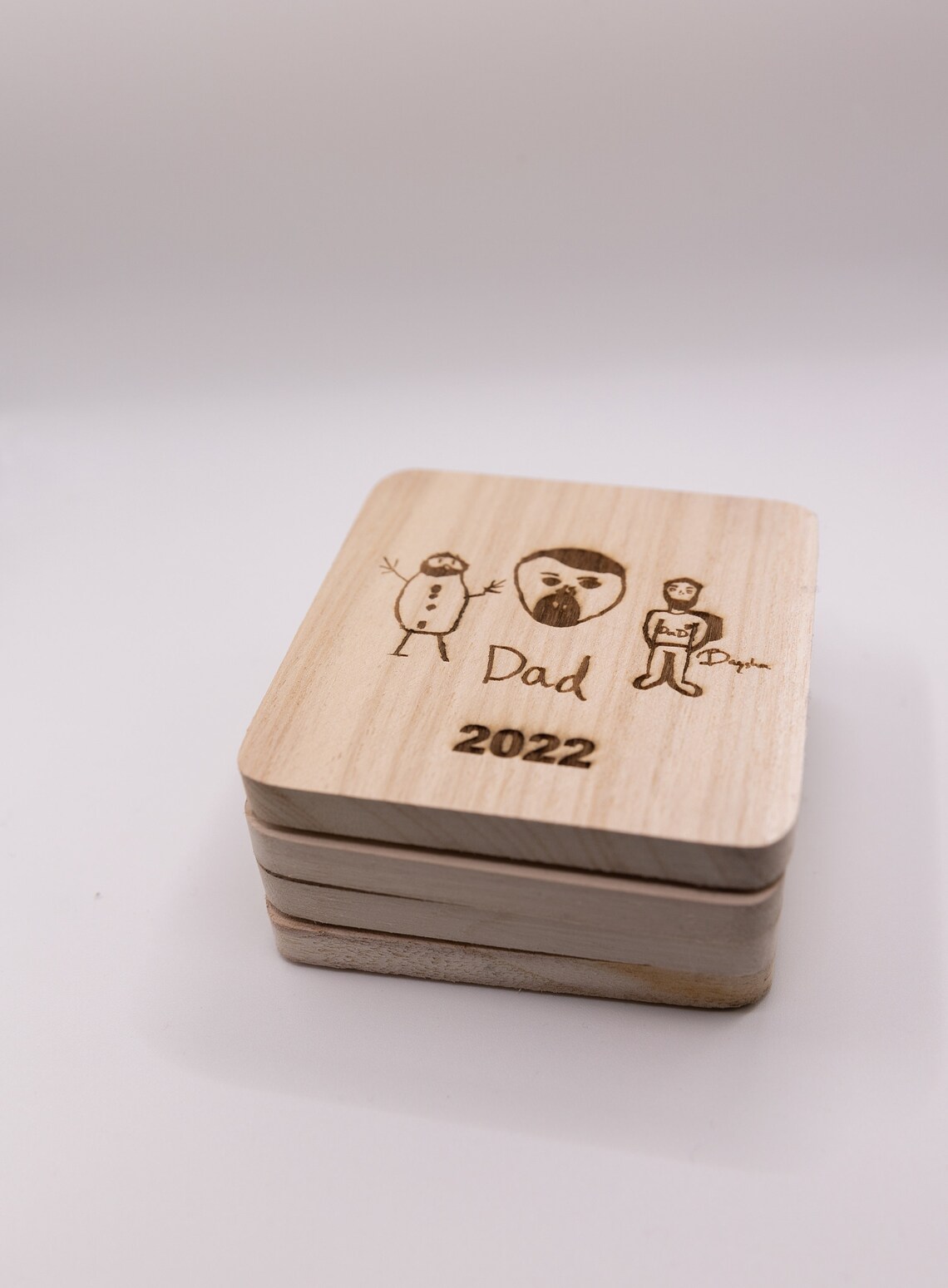 Wooden Coasters With Child's Drawing, Laser Engraving With Children's ...