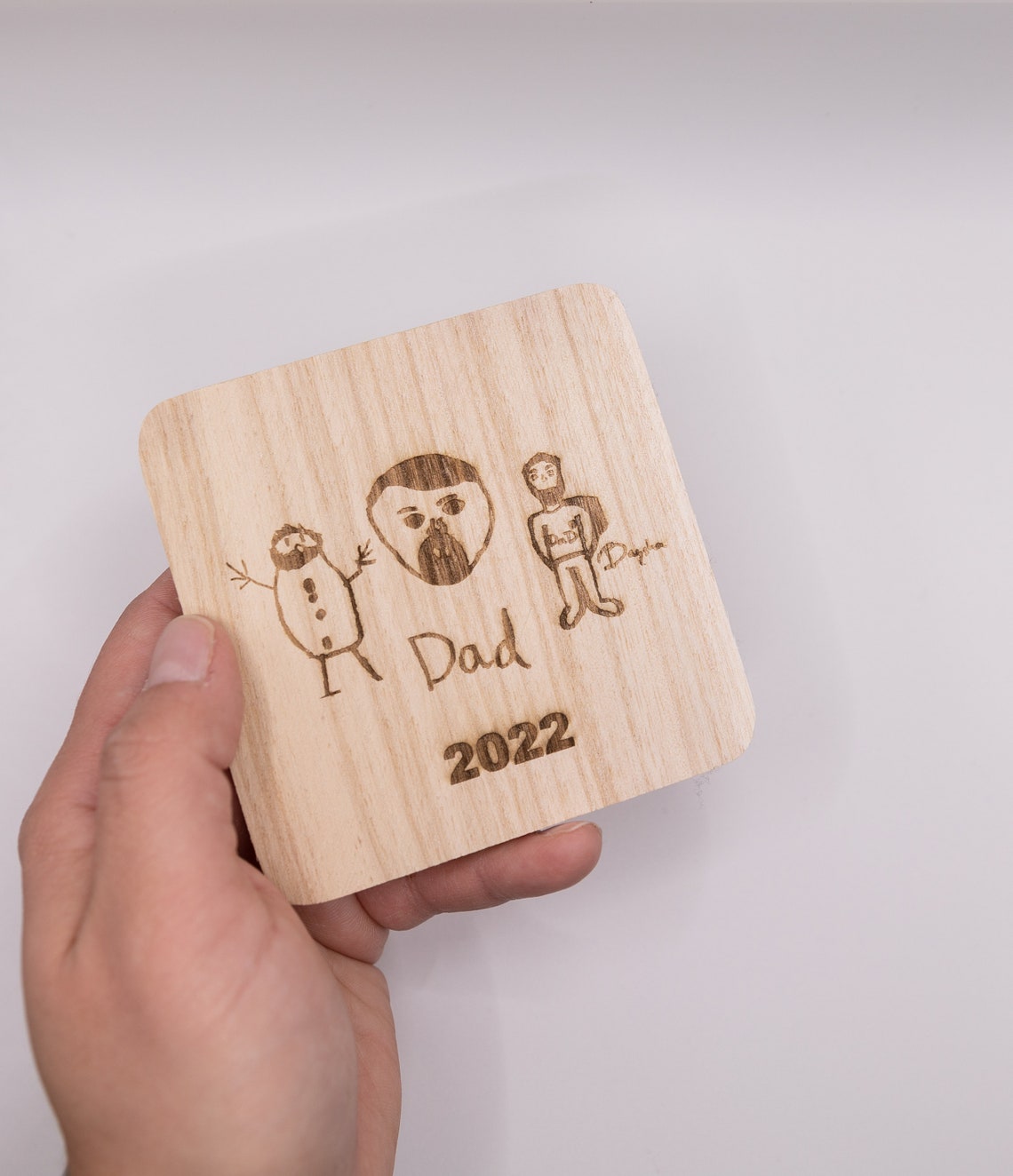 Wooden Coasters With Child's Drawing, Laser Engraving With Children's ...