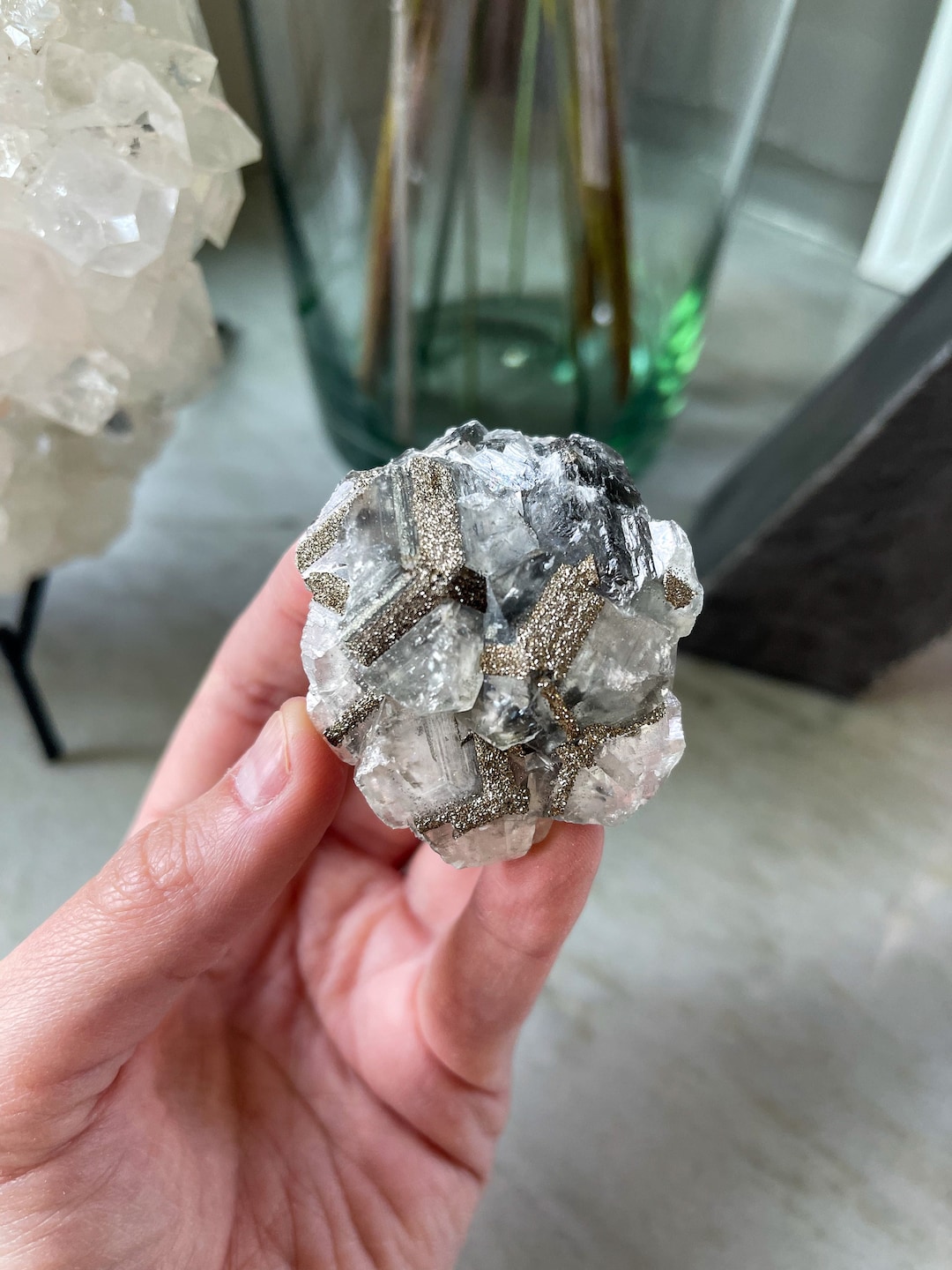 Benz Calcite With Pyrite Cluster Specimen - Etsy