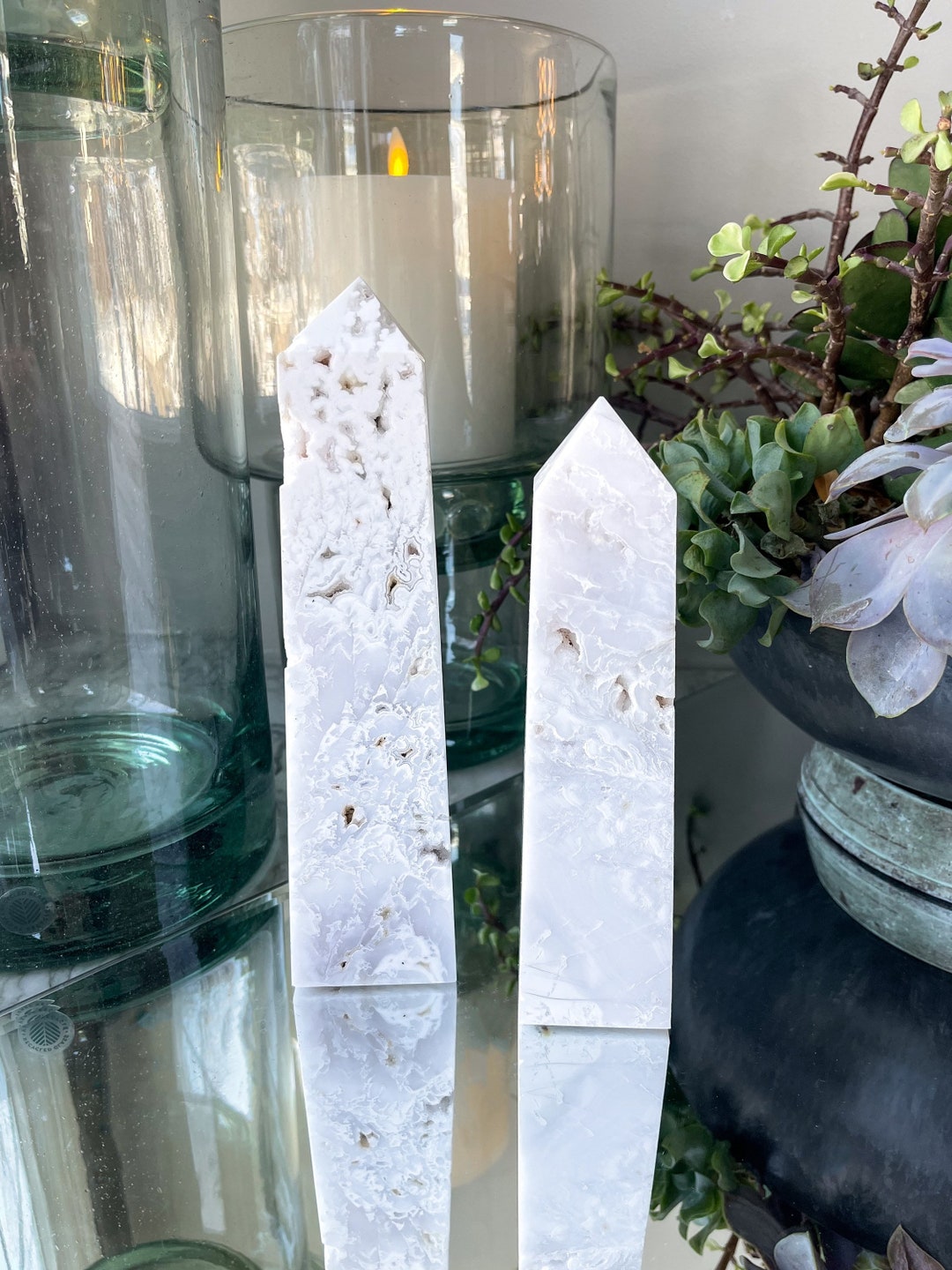 Stark White Druzy Snow Agate Towers With Quartz and Fine Sugar Druzy - Etsy
