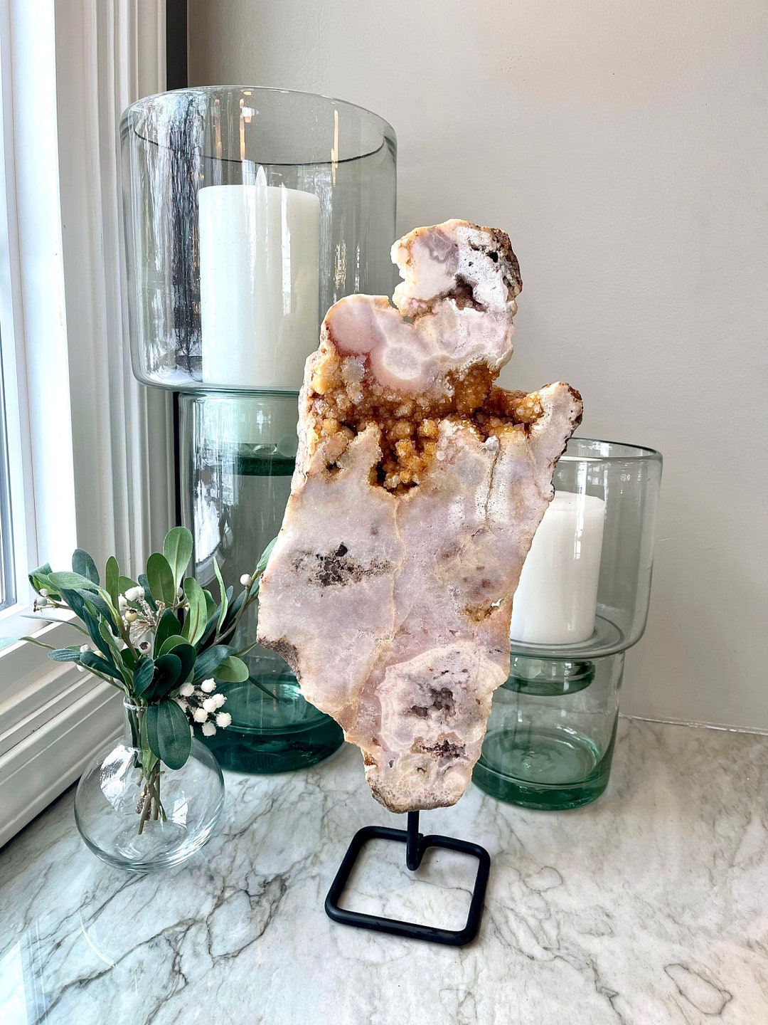 Pink Amethyst Geode Slab With Yellow & Pink Druzy 18” - Etsy