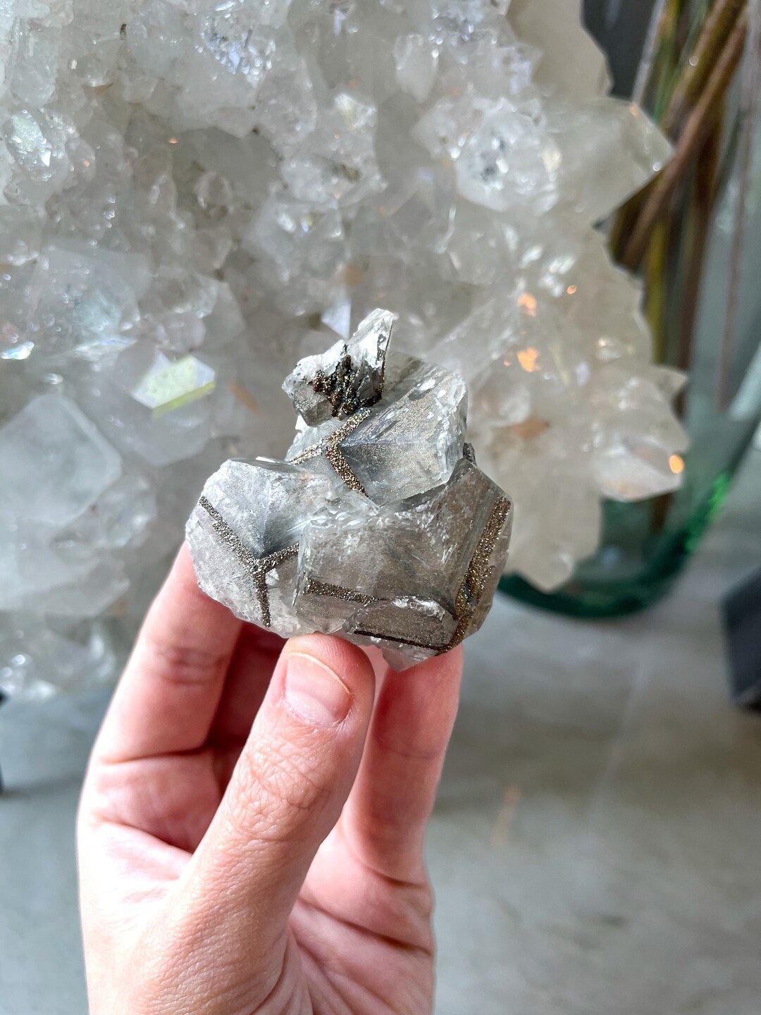 Benz Calcite With Gold and Rainbow Pyrite Cluster Specimen - Etsy