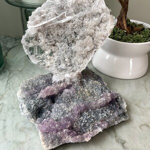 Gypsum With Plume Inclusions on Purple and Teal Amethyst Flower 7” - Etsy