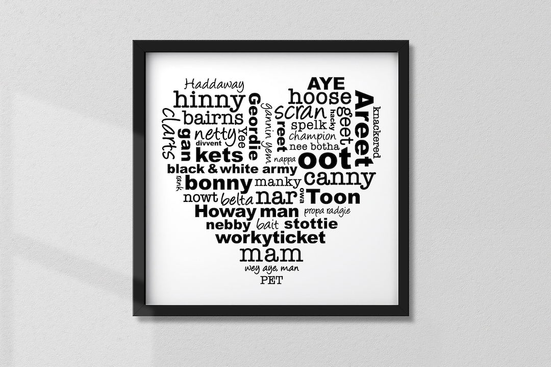 Geordie Slang Word Art | Geordie Dialect | Gift From Newcastle | Gift ...