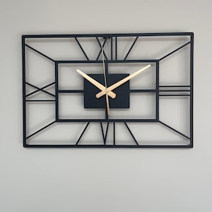 Black Rectangular Skeleton Clock Wall - Etsy UK
