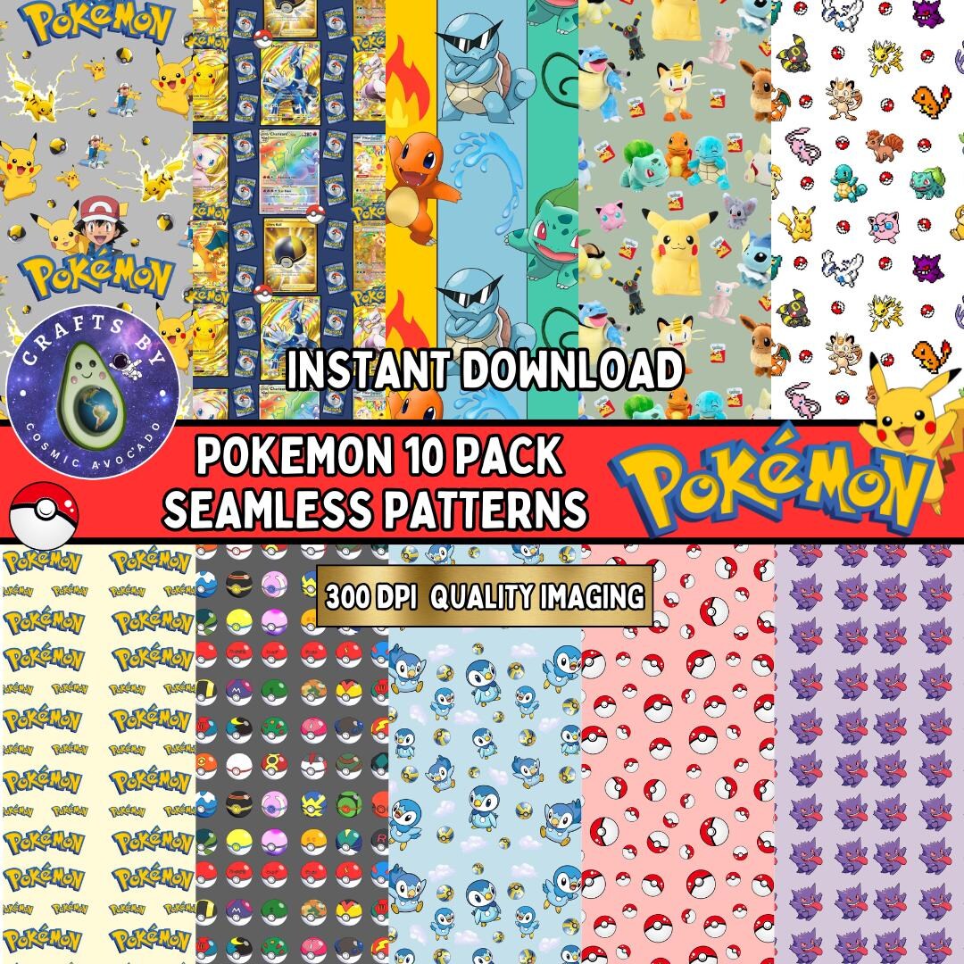 Pokemon Seamless Patterns - Etsy