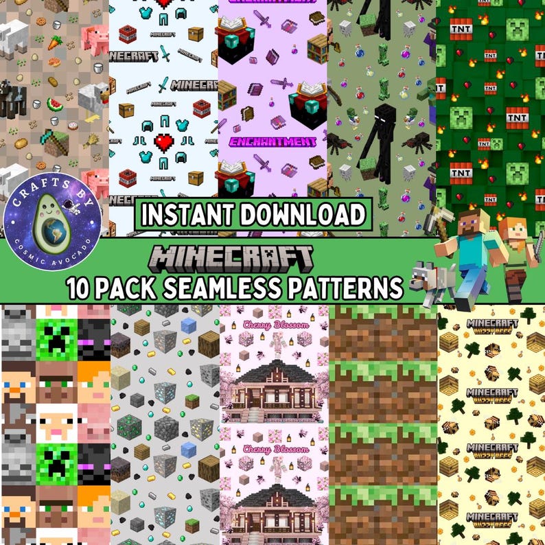 Minecraft Seamless Pattern - Etsy