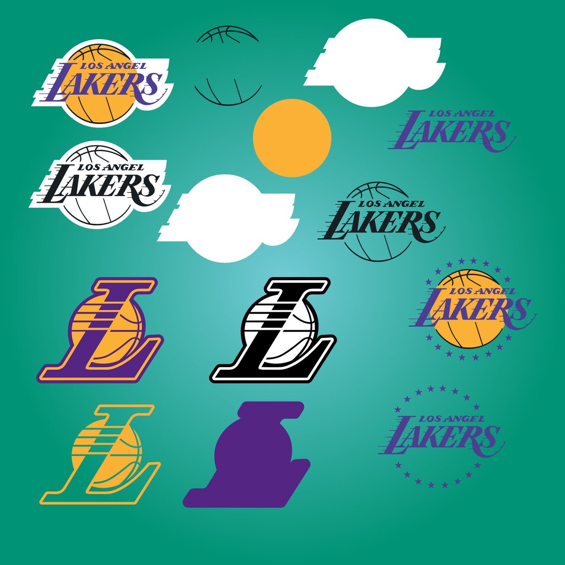 Los Angeles Lakers Svg Layered Cricut Cutting File Ai Etsy