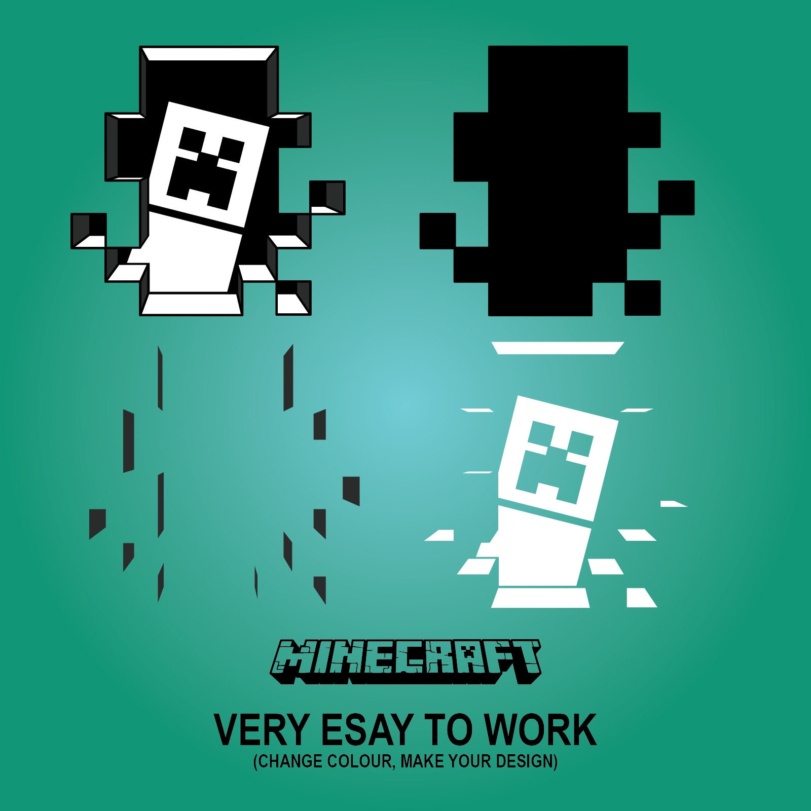 Layered SVG Creeper Cricut Silhouette Cut File Clipart | Etsy