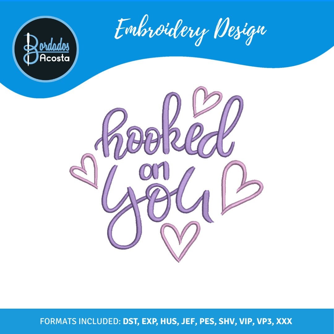 Hooked on You Valentine's Day Quote EMBROIDERY DESIGN - Etsy