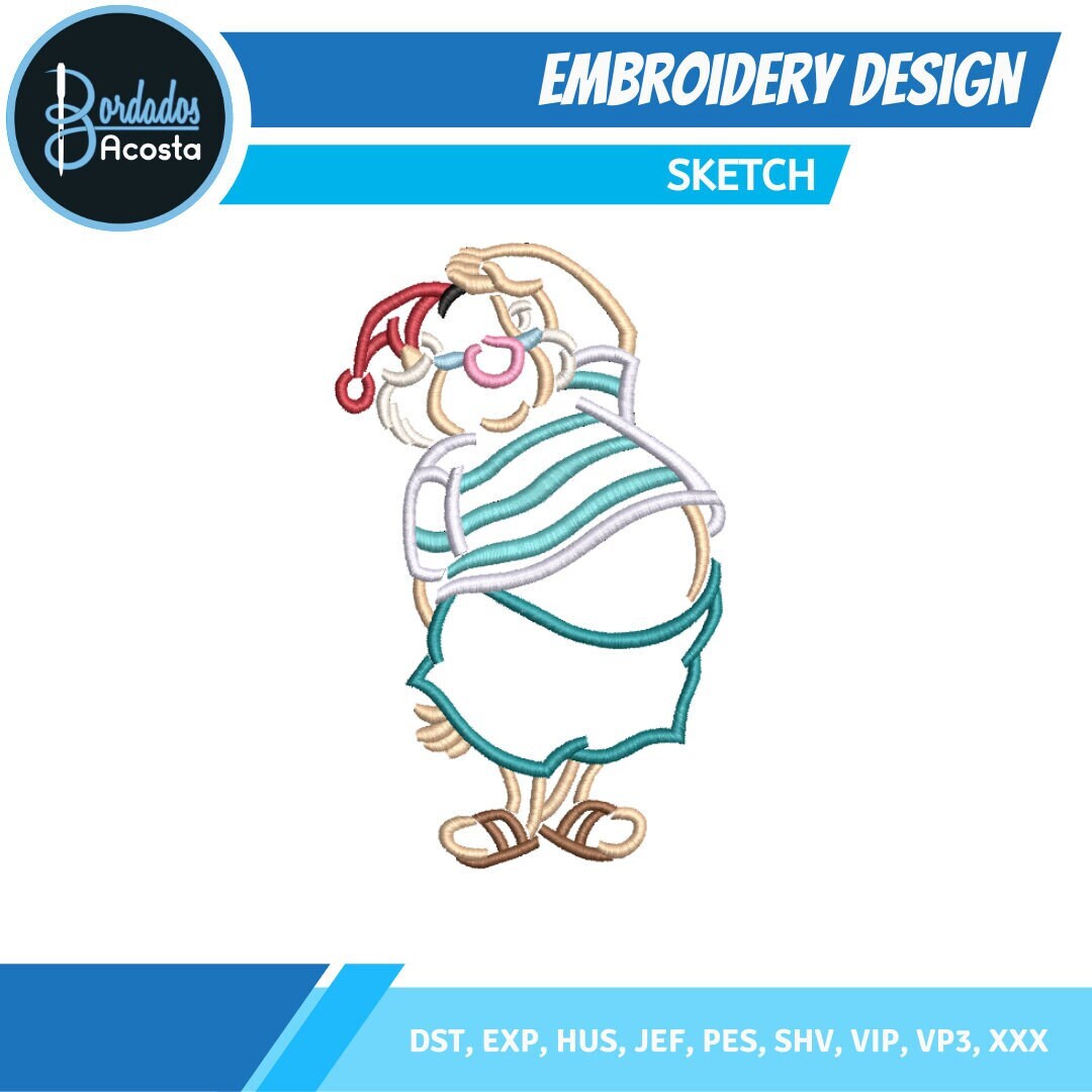 Smee From Peter Pan SKETCH Digital EMBROIDERY DESIGN Instant - Etsy