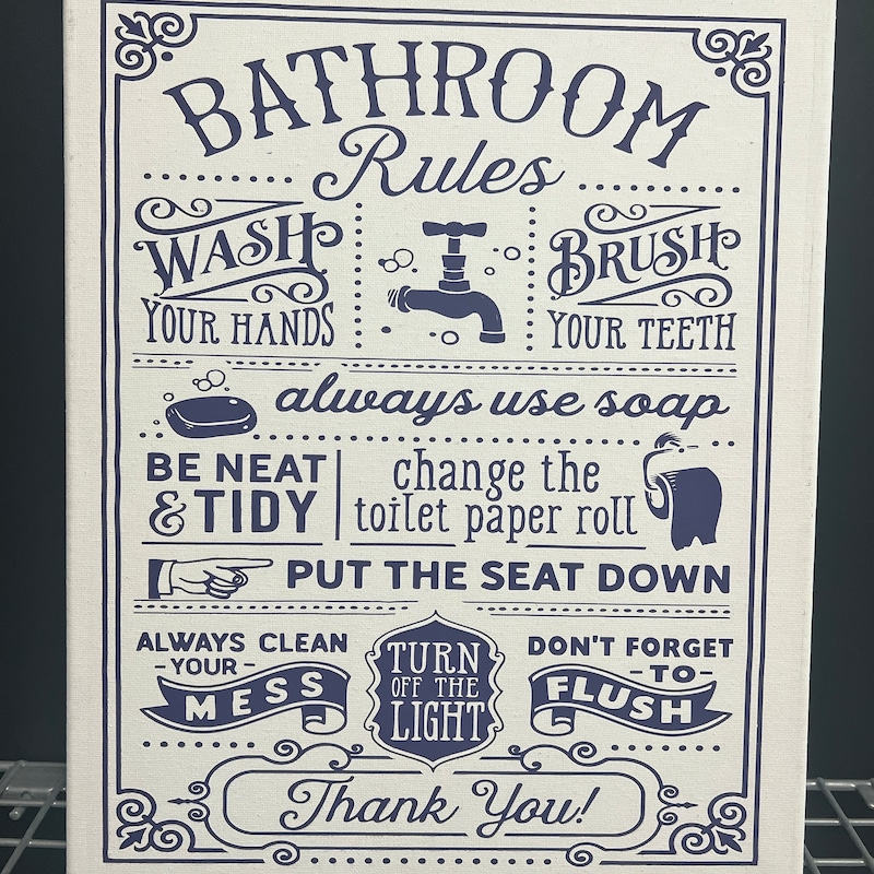 Bathroom Rules Sign - Etsy