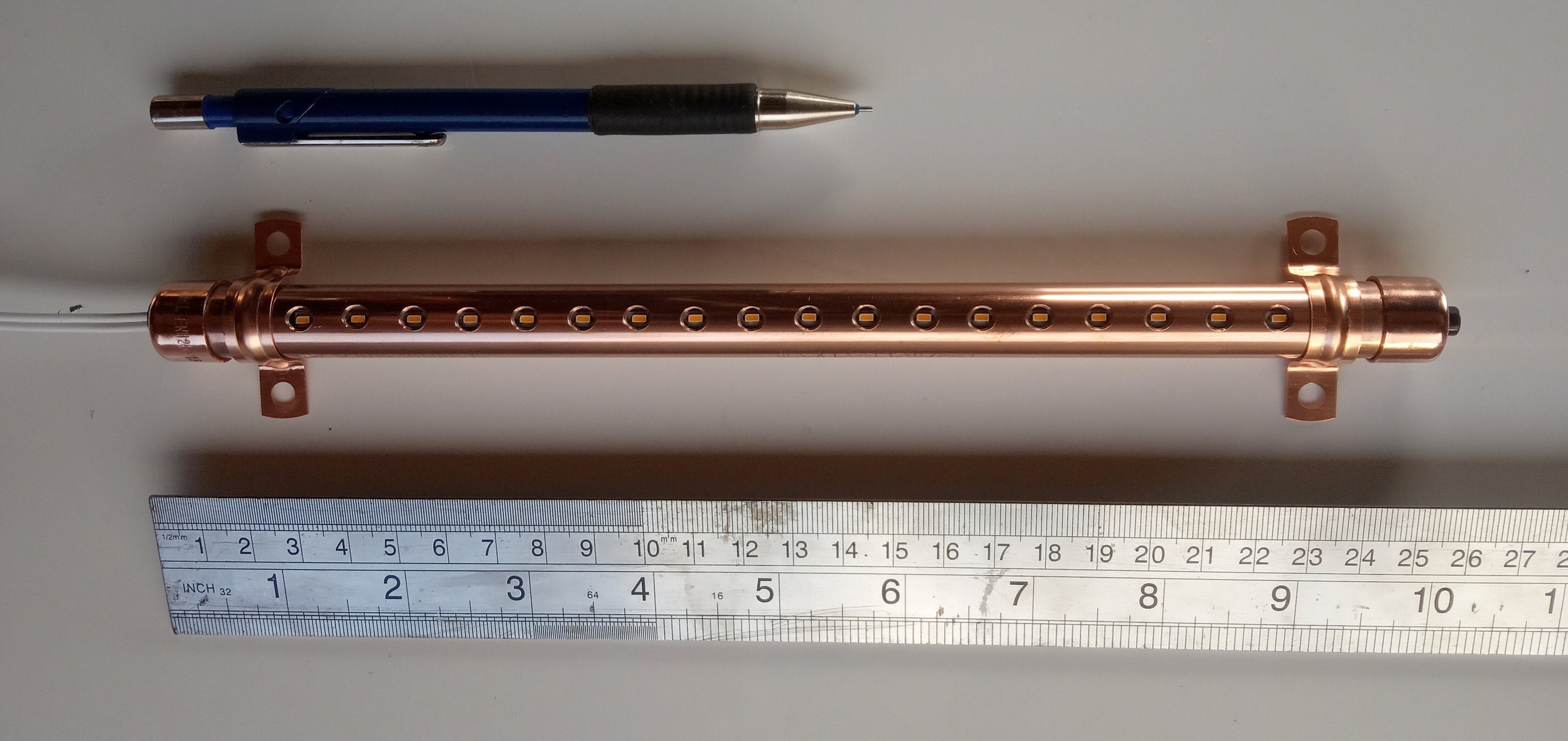 2x Copper Pipe 12V / Mains Long LED Lights With Builtin On/off Switch ...