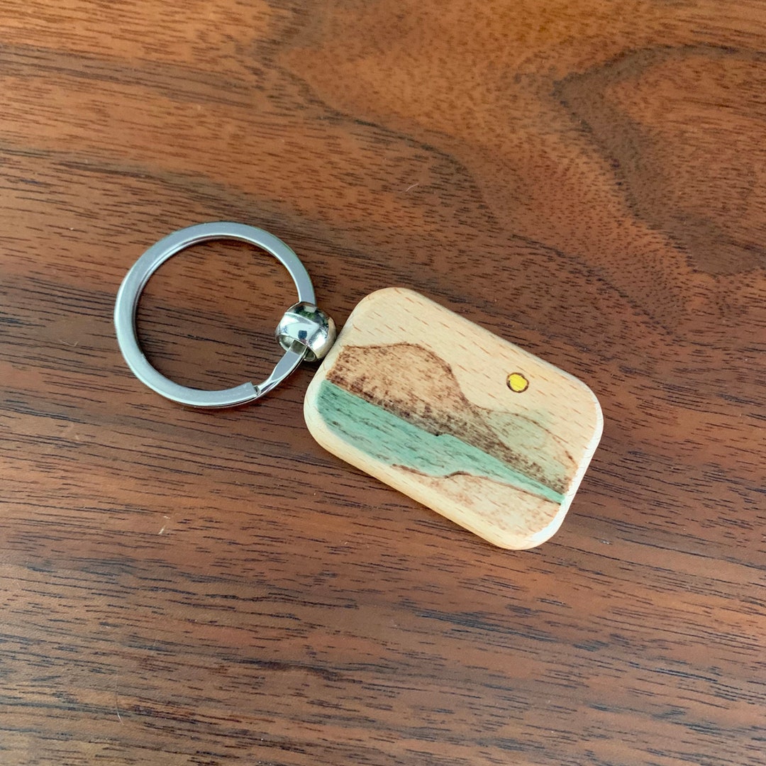 Wood Keychain, Mountain River Design - Etsy