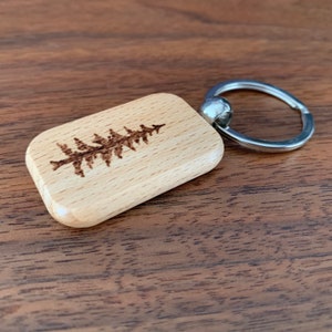 Wood Keychain, Pine Tree Design - Etsy