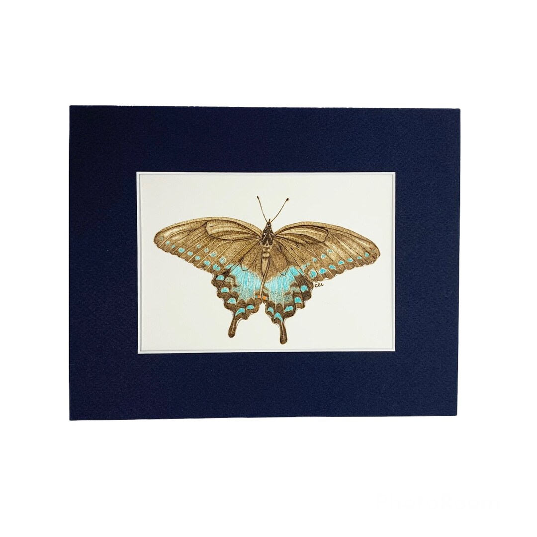 Original Butterfly Pyrography on Watercolor Paper - Nature-inspired ...