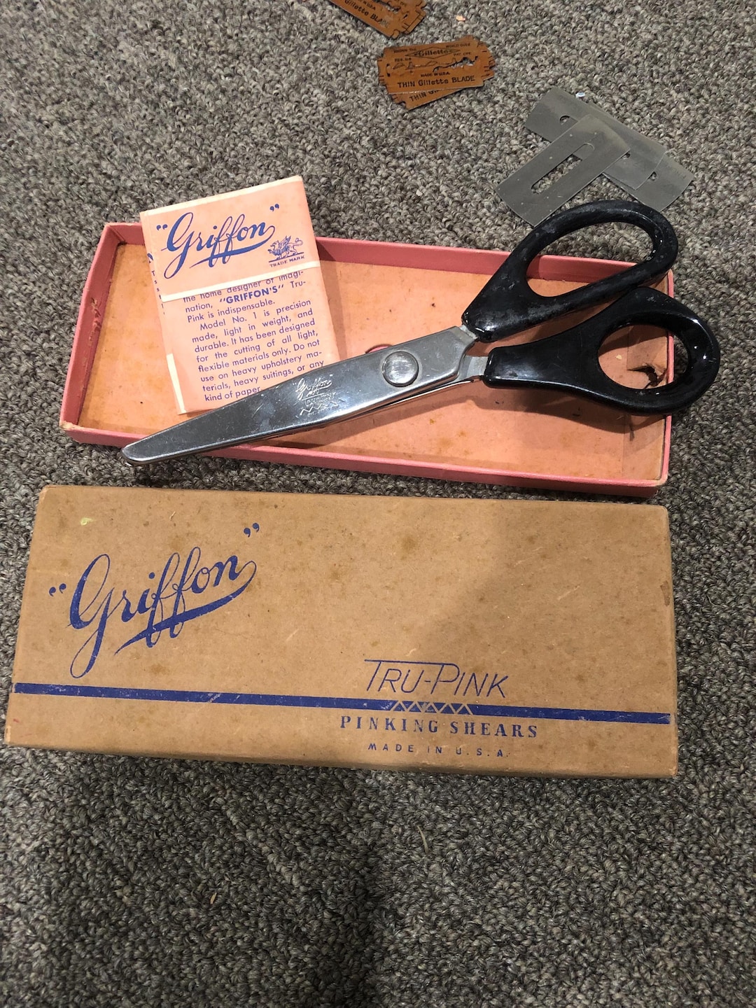 Vintage Griffon Tru-pink Pinking Shears in Box With Instructions ...