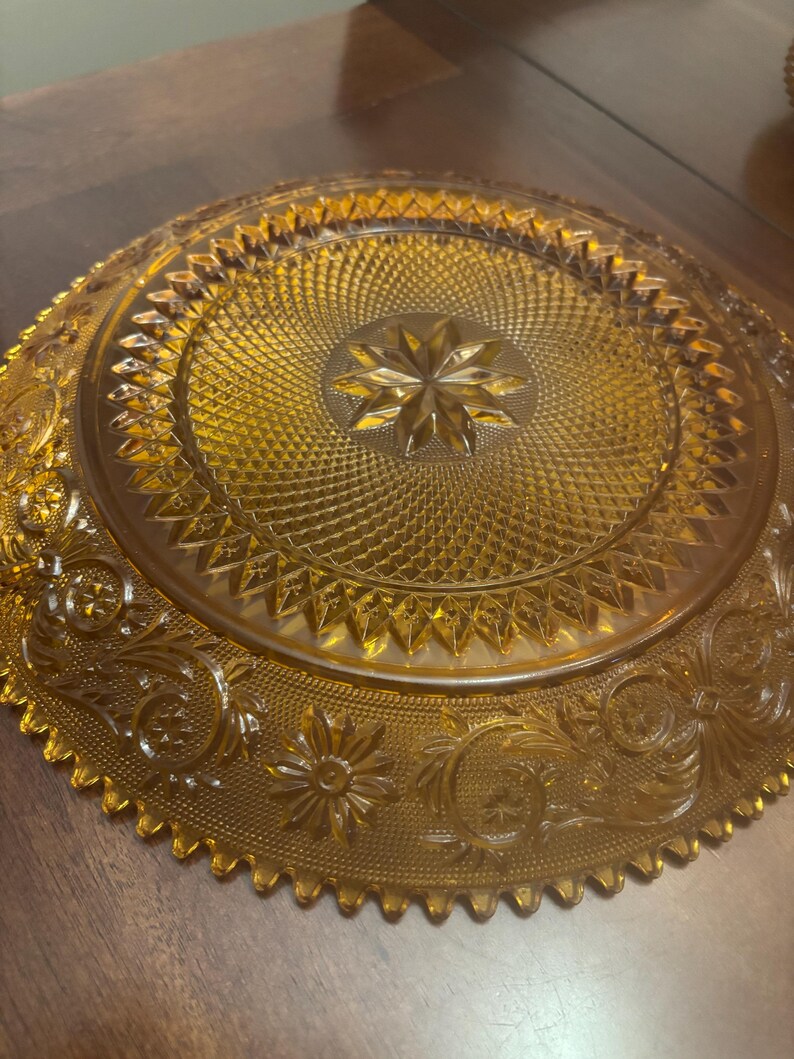 Two Indiana Glass Amber Tiara Sandwich Serving Platters Plates 12 ...