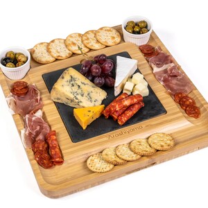 Cheese Board Set With Slate Tray, Ramekins and Accessories | Luxury ...