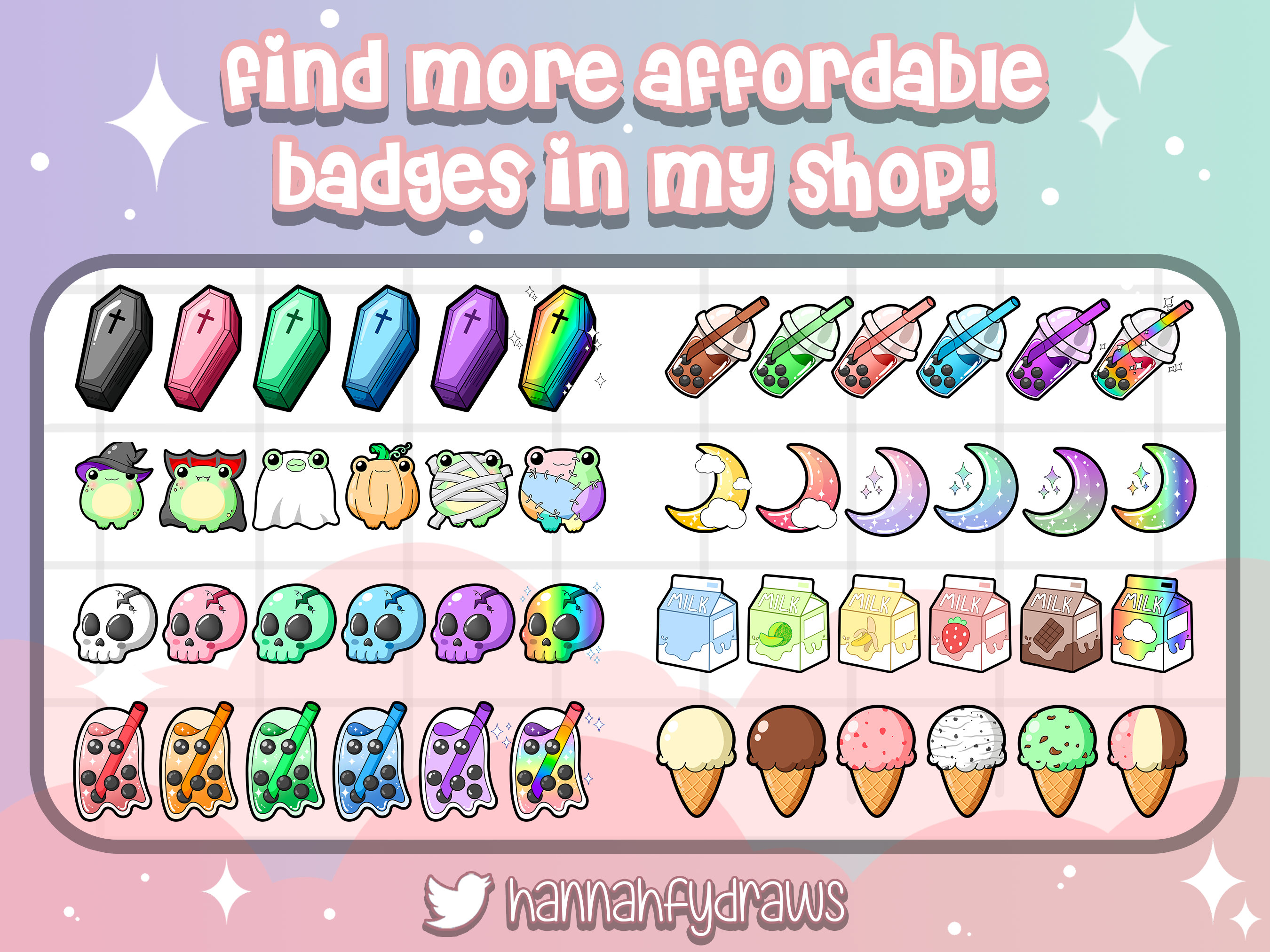 6 Twitch Sub Badges Cotton Candy Fairy Floss Cute Sugar - Etsy