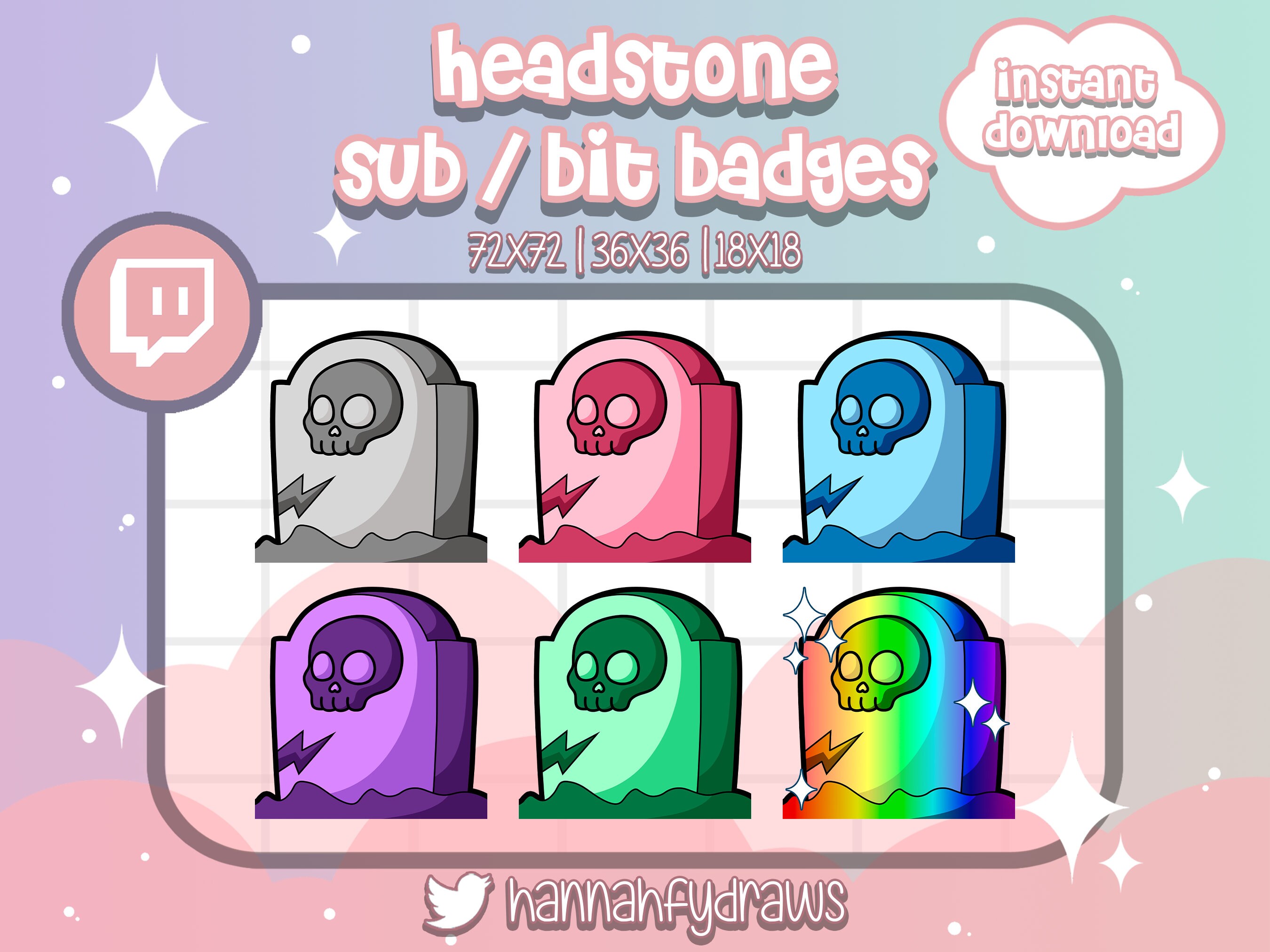 6 Twitch Sub Badges Headstone, Halloween, Gravestone, Goth, Bit, Cheer ...