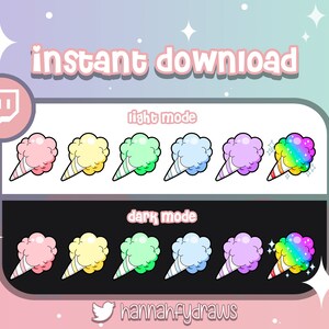 6 Twitch Sub Badges Cotton Candy, Fairy Floss, Cute, Sugar, Carnival ...