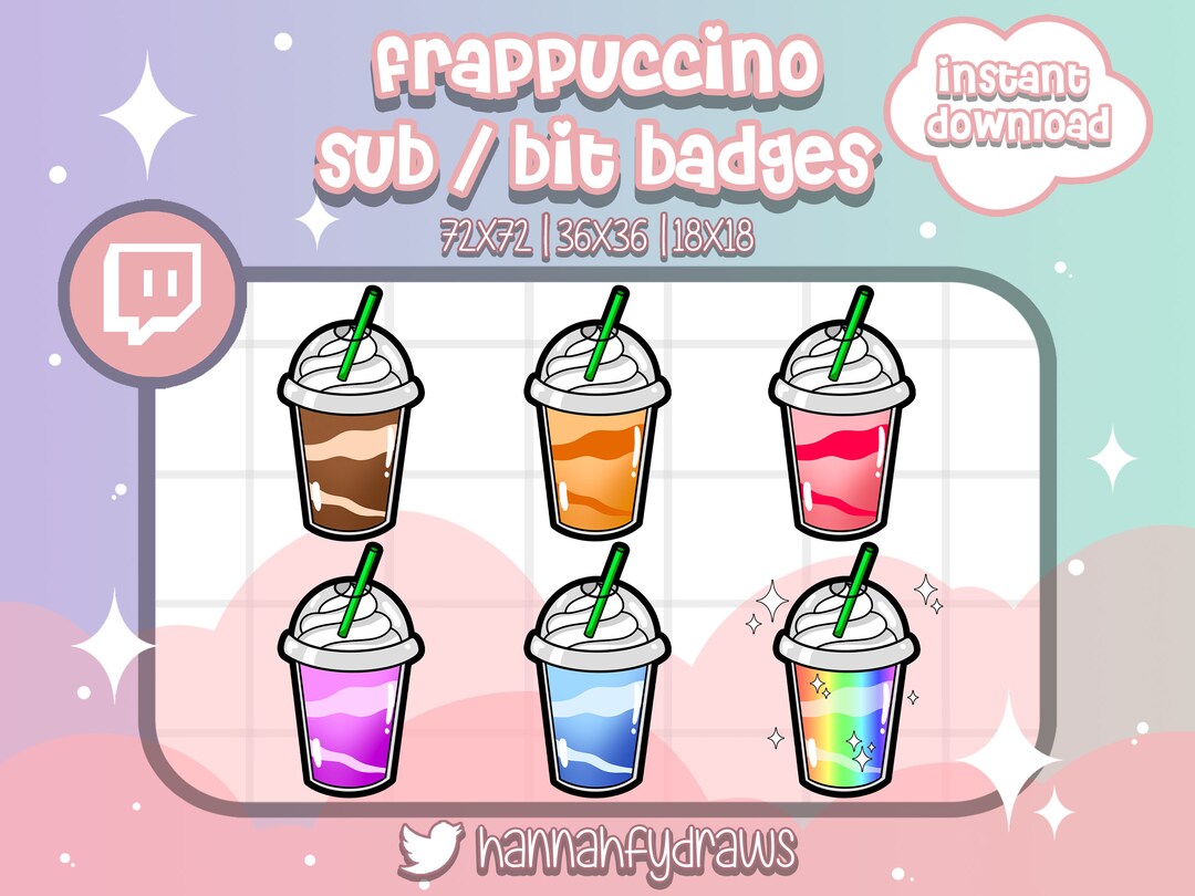 6 Twitch Sub Badges Frappuccino, Frappe, Coffee, Cafe, Cute, Bit, Cheer ...