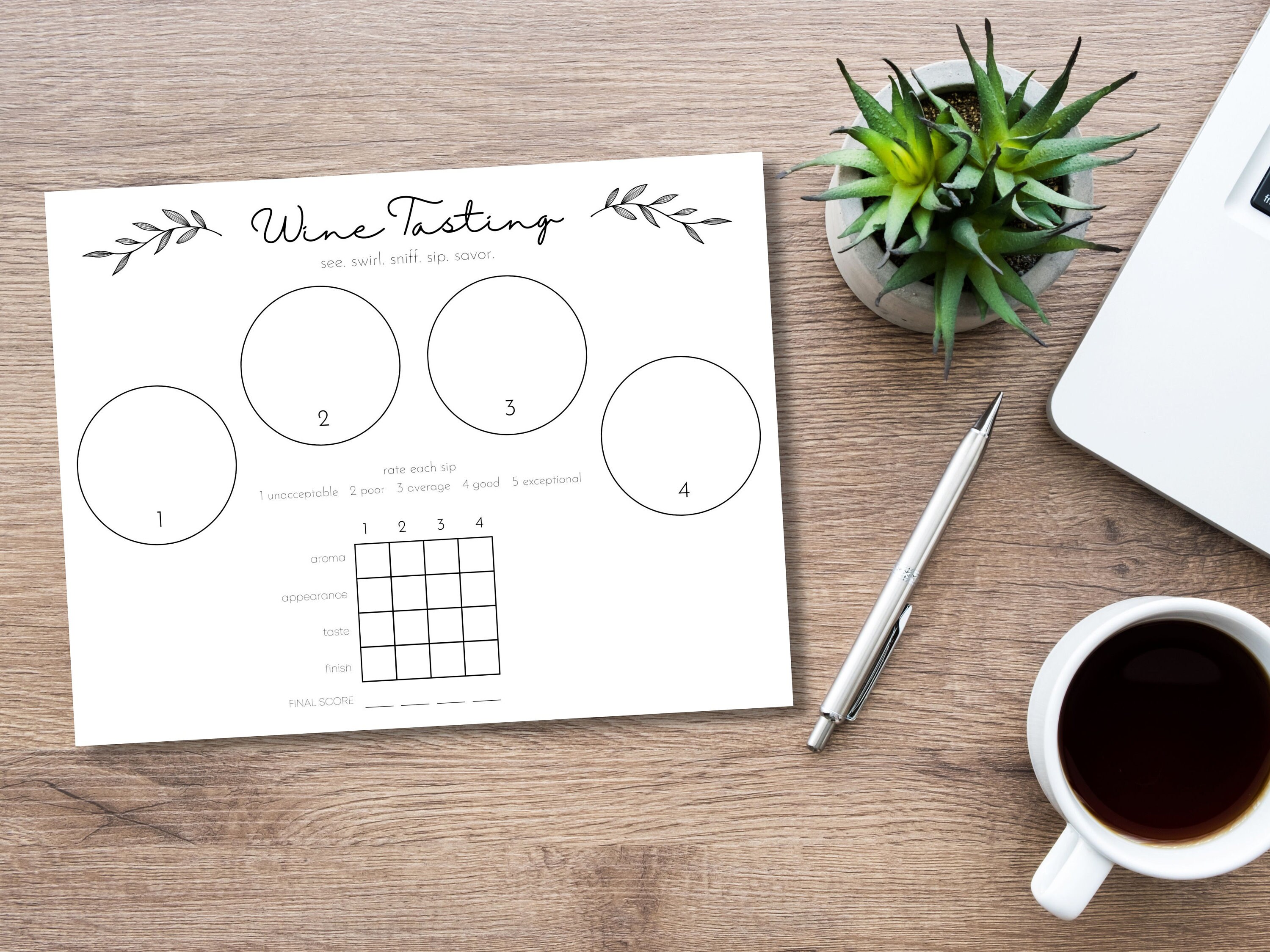 Printable Wine Tasting Flight Mat, Wine Tasting Scorecard, Bachelorette ...